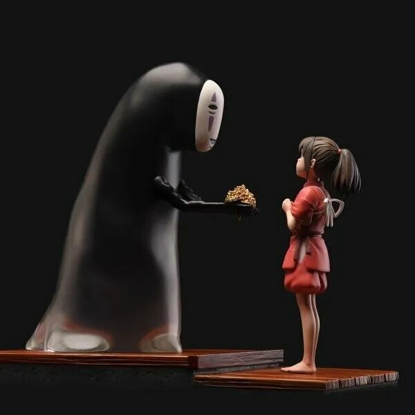 Набор фигурок Унесенные призраками Хаяо Миядзаки / Безликий и Тихиро (9-13см, пакет)