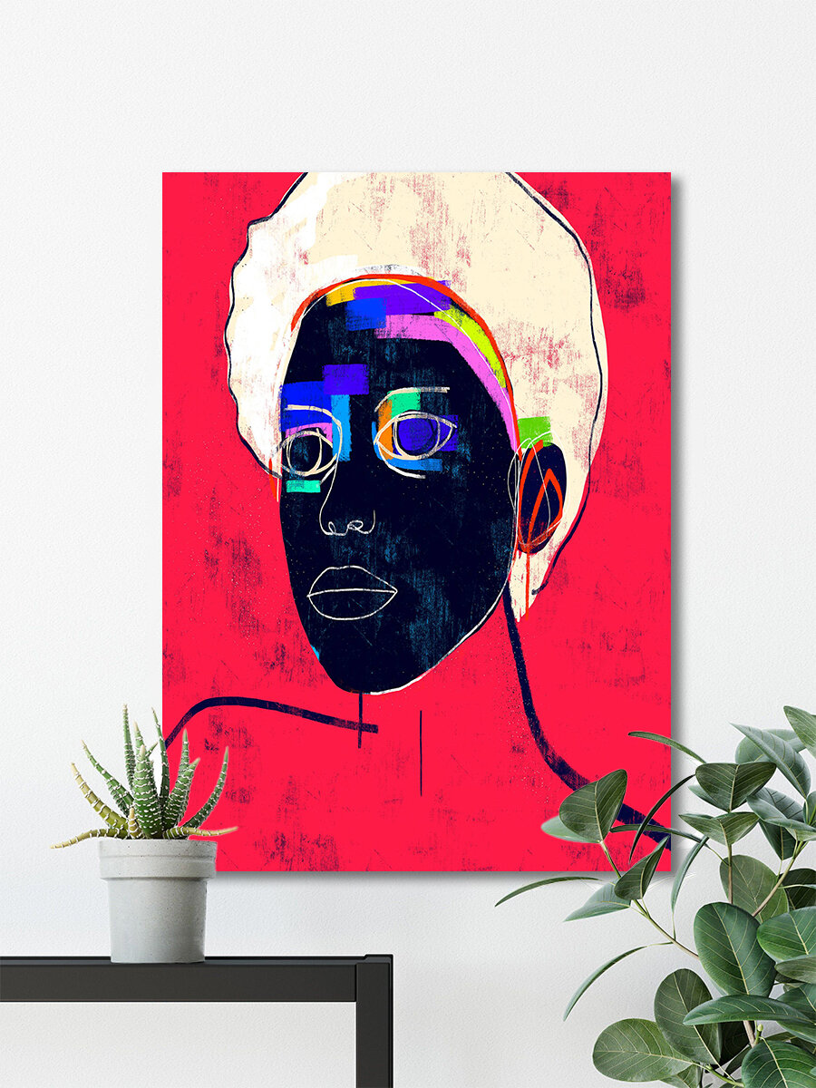 Картина силуэт / девушка - абстракция, стильная, дизайнерская картина на холсте, 50х70 см.