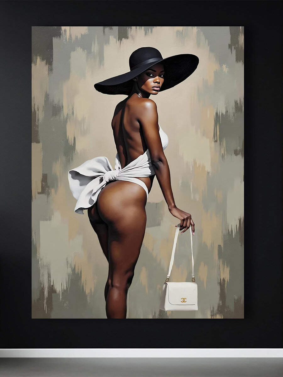 Картина на стену для интерьера - "Негритянка эротика африканская женщина" , 20х30 см.