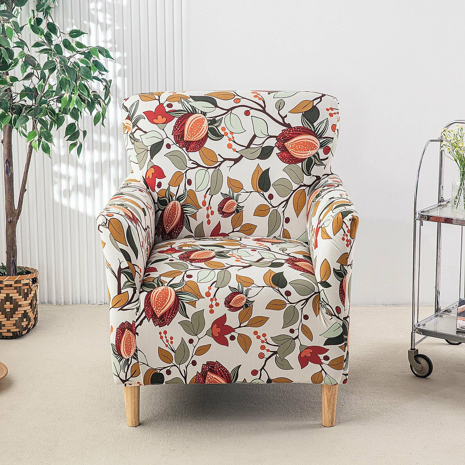 Чехол для мебели "IKEA", для углового дивана, креп, 80x80 см, белый с красным