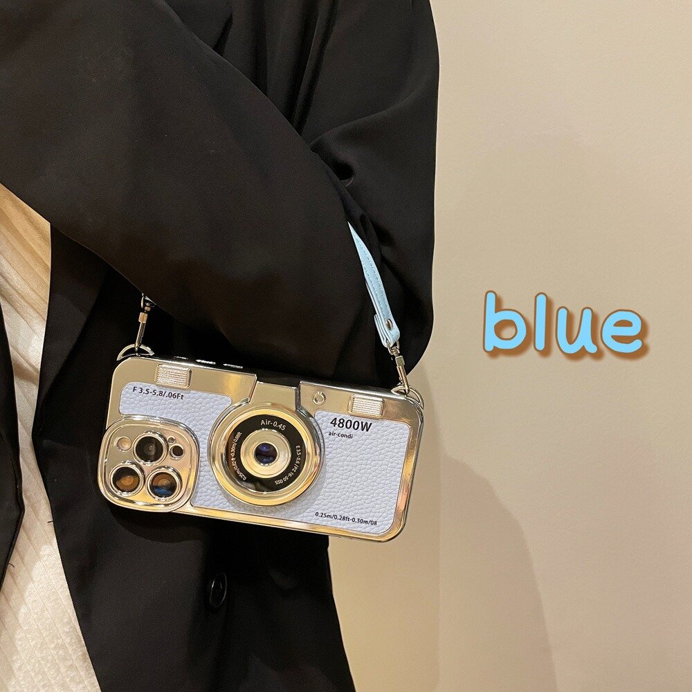 Чехол на iPhone 15 / 14 / 13 / 16 – в виде камеры, с ручкой, стильный, противоударный, креативный дизайн