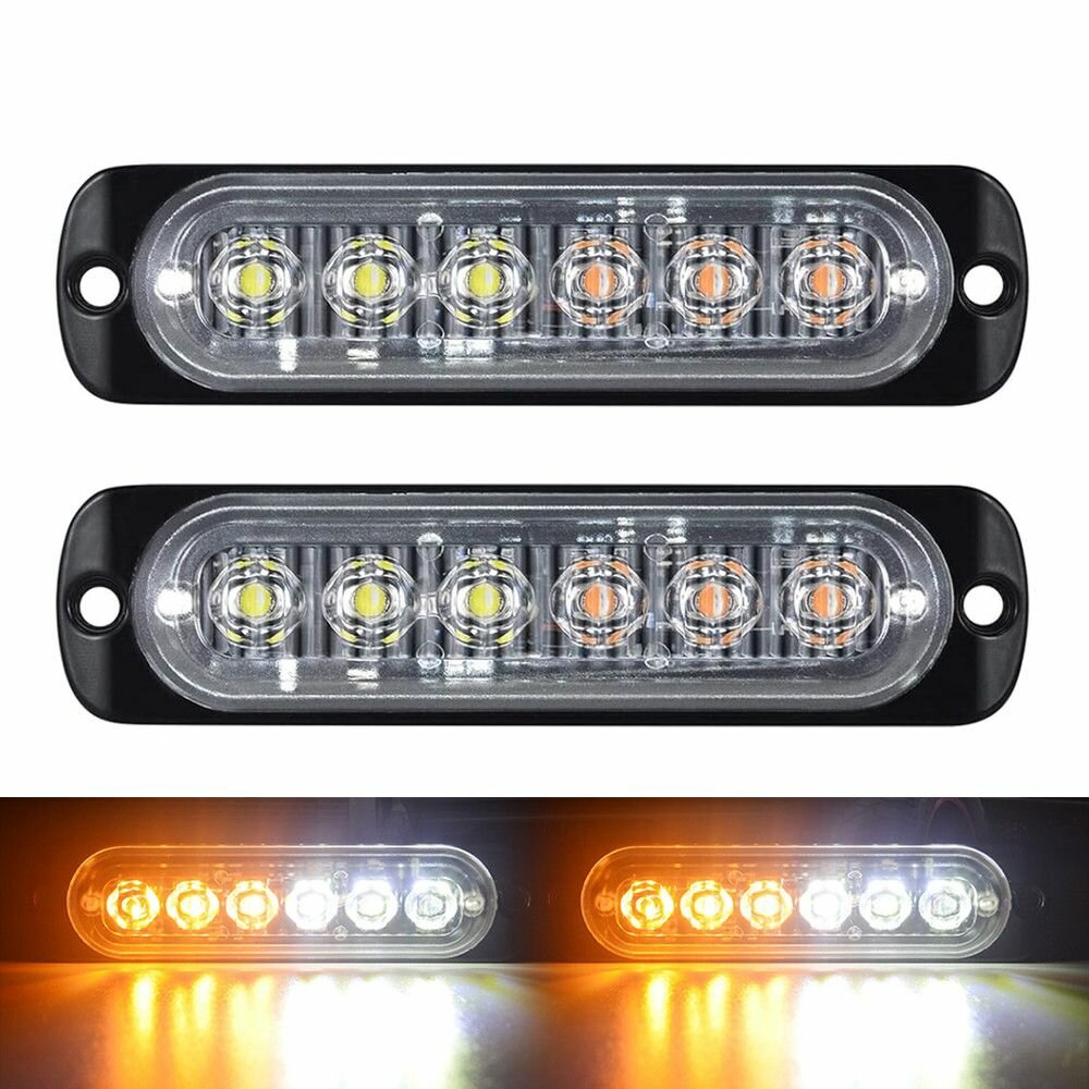 2ШТ Стробоскоп для авто / проблесковый маяк / 6 LED 12-24V Белый