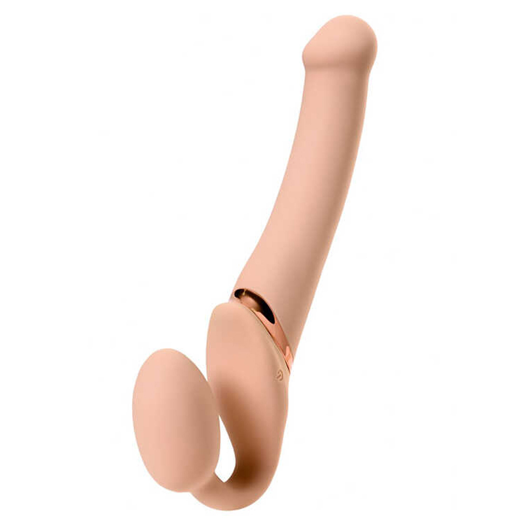 Безремневой страпон Strap-on 3 Motoren с вибрацией + пульт ДУ, бежевый (L - 25, Ø 3.7 см)