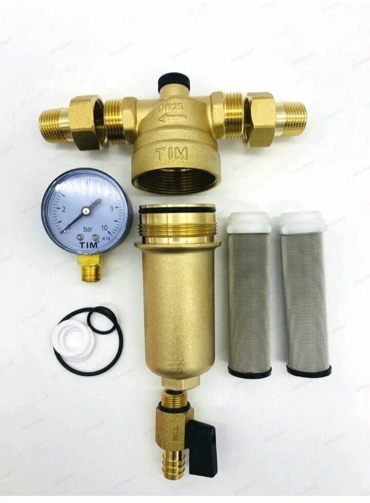 Фильтр с манометром металлический корпус 1/2" TIM JH-1001