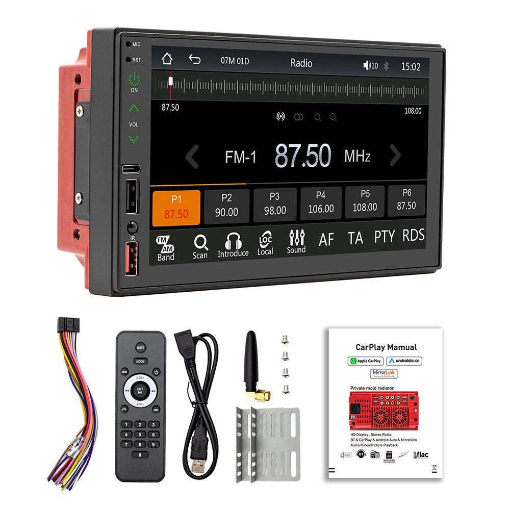 7-дюймовый мультиязычный автомобильный MP5-плеер с сенсорным экраном, Bluetooth, поддержкой музыки и видео, радио и мультимедийными функциями