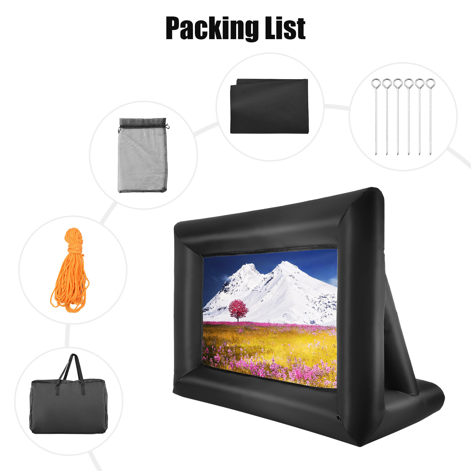 Экран надувной для проектора 14 футов с воздуходувкой и комплектом для улицы