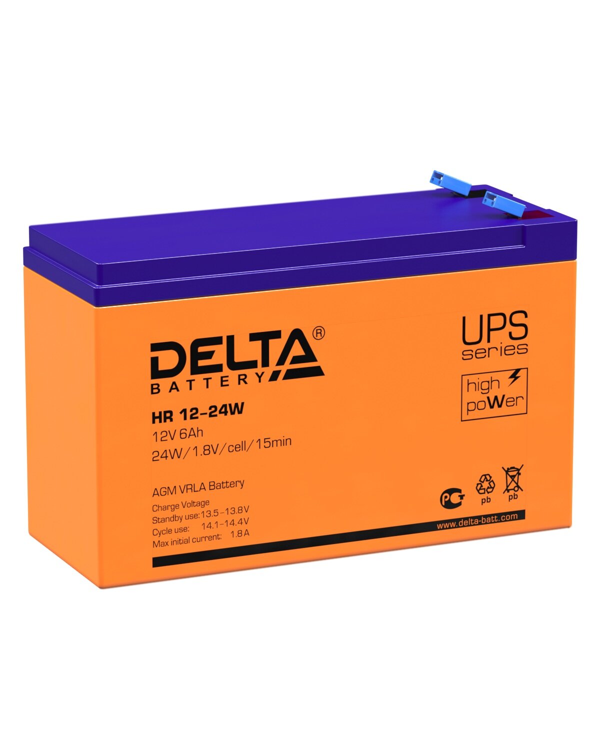 Аккумуляторная батарея Дельта HR12-24W, для ИБП, герметизированная, 12V, 6Ah