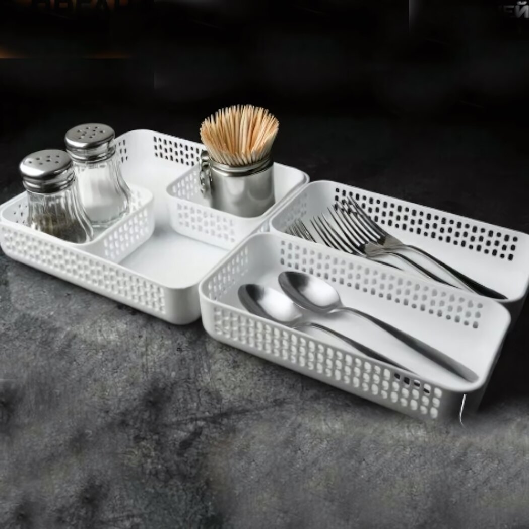 Органайзер UNO, набор из 5 штук, складные коробки, белый, пластик, экономия места в тумбочке, легко комбинируются