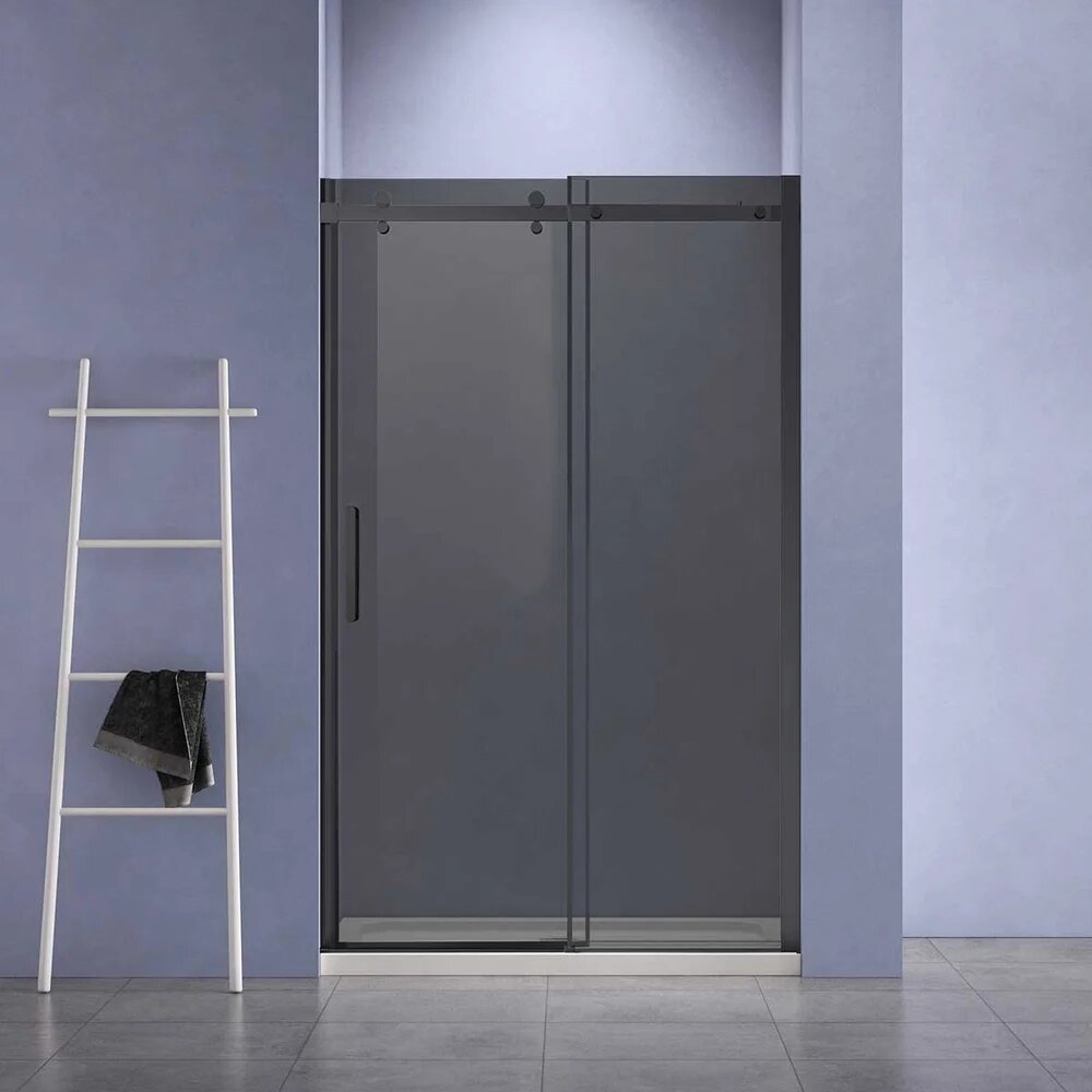 Душевая дверь в нишу Vincea Como-N VDS-4CN120CGB стеклянная, раздвижная, 120 см, с черным профилем, одностворчатая, непрозрачная