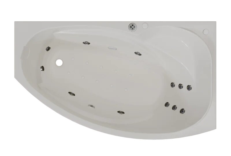 Акриловая ванна Radomir София Терапия 169x99, с каркасом, с экраном, угловая, правая, пристенная, белая, глянцевая, асимметричная, с сиденьем, с гидромассажем, антискользящее покрытие