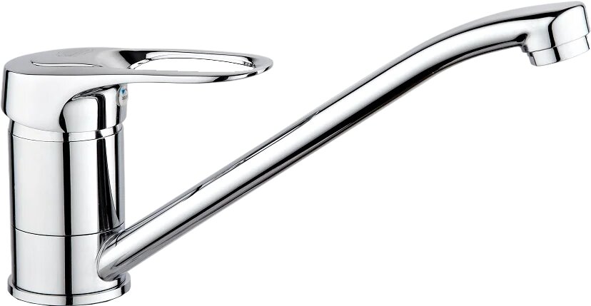 Смеситель для кухни РМС SL55 SL55-004F-25 с поворотным изливом, хром, глянцевый, однорычажный, с керамическим картриджем