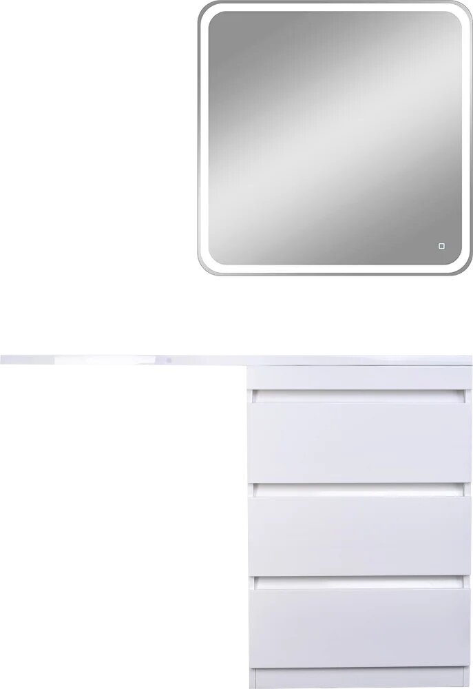 Мебель для ванной комнаты Style Line Даллас 130 R Люкс Plus напольная, белая, 3 ящика, зеркало DIWO Коломна