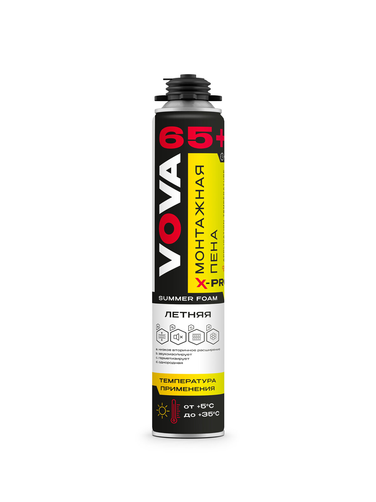 Пена монтажная профессиональная Летняя VOVA X-PRO 65+, 850 мл
