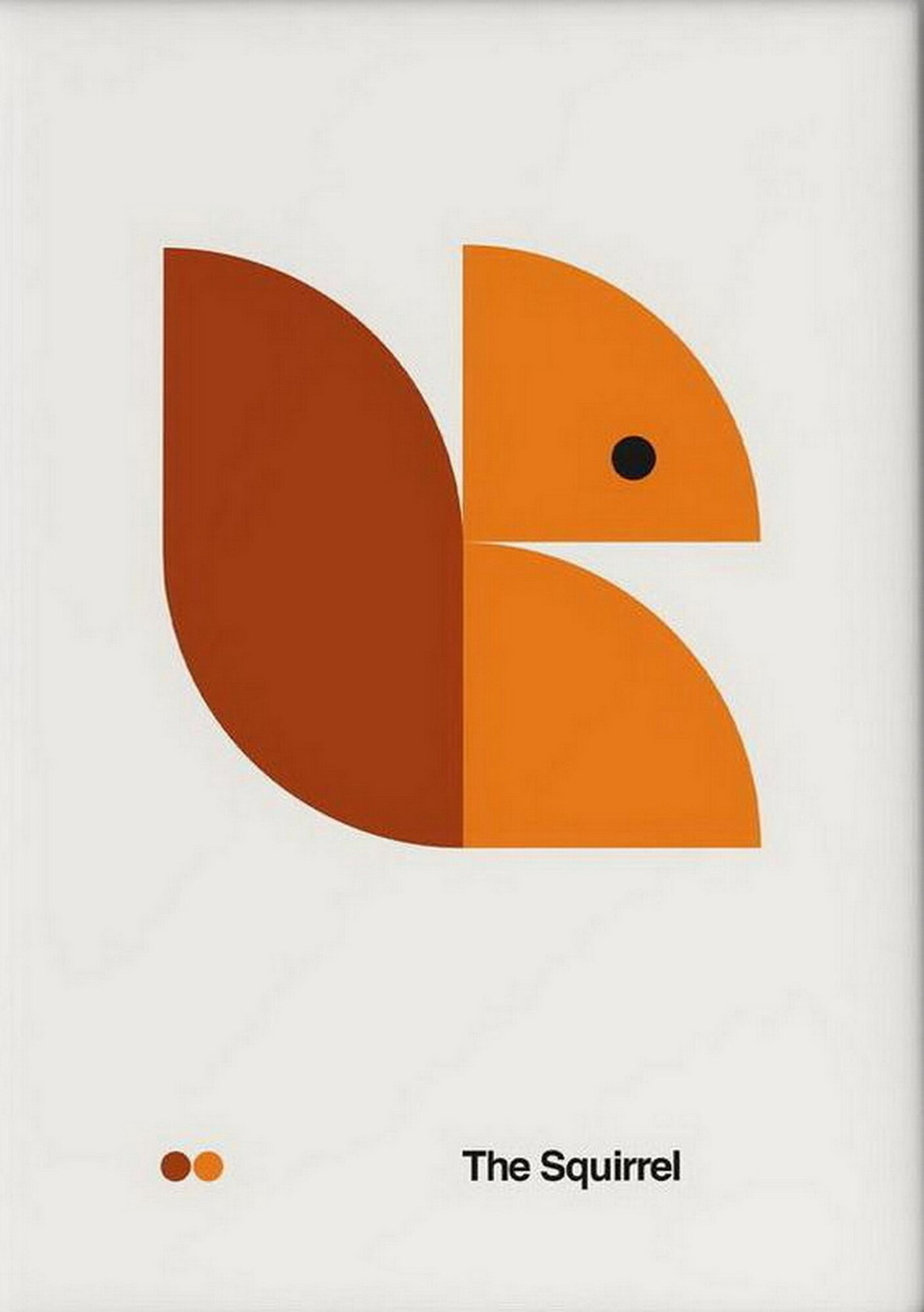 Плакат, постер белка в стиле геометрического дизайна на холсте, размер 21х30см