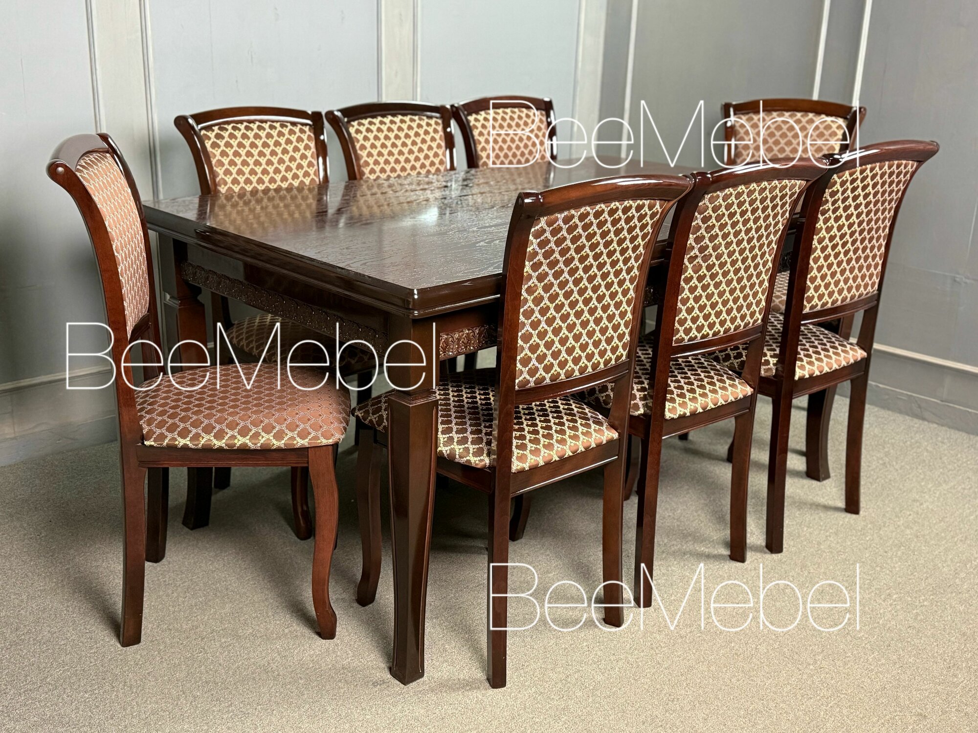 Обеденная группа стол 160+8 стульев