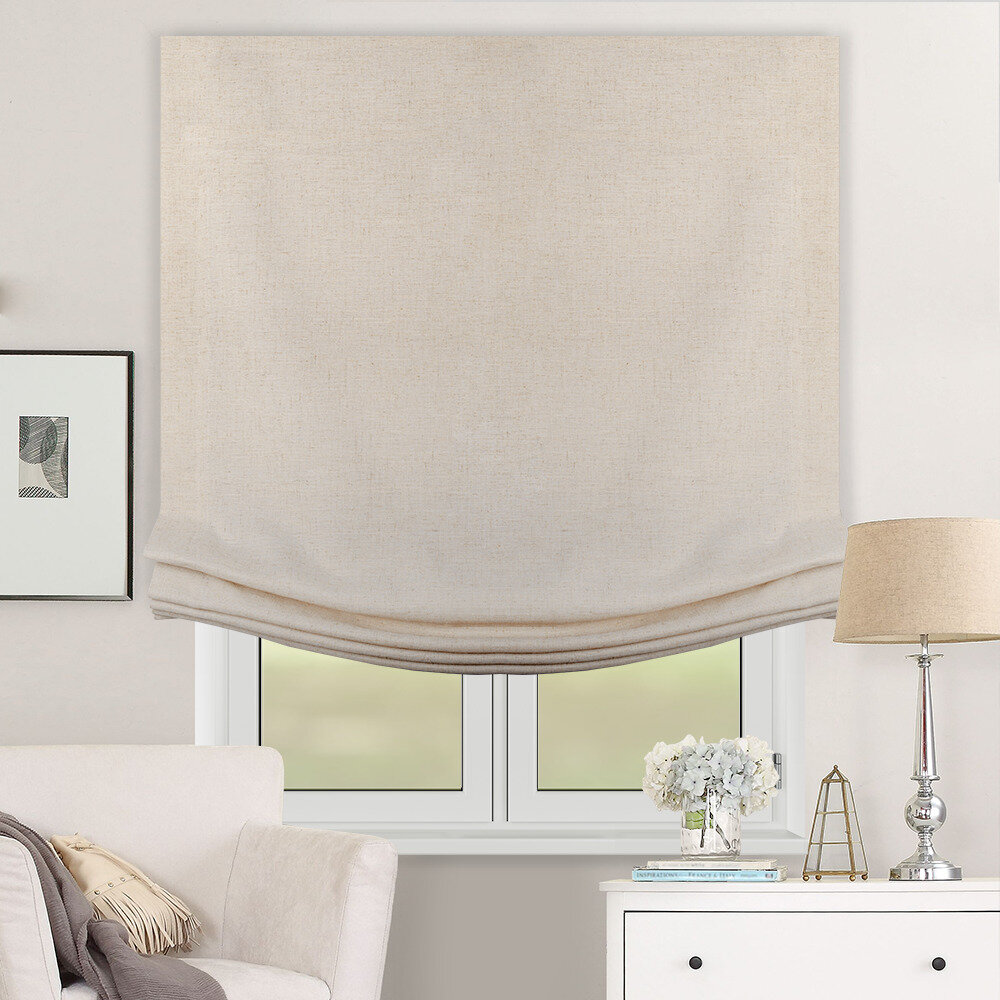 Римская штора на окно OLEXDECO 160х170 см мягкие складки Relax Лен для кухни, гостиной, детской капучино с кордовым карнизом