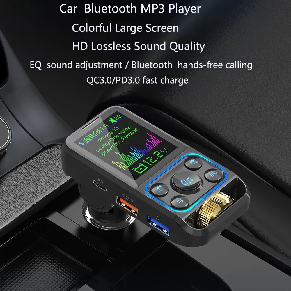 Новый цветной дисплей Bluetooth FM-передатчик беспроводной Автомобильный FM-модулятор mp3-плеер автомобильный комплект громкой связи QC3.0 автомобильное зарядное устройство