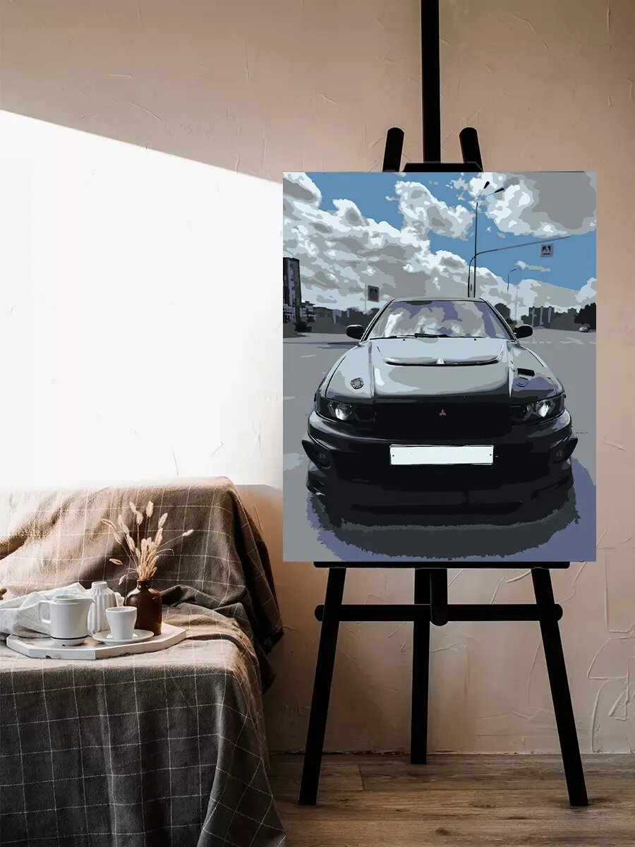 Картина по номерам Черный Митсубиси Галант Mitsubishi Galant