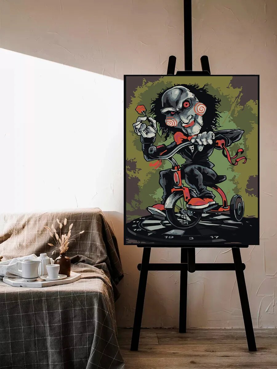 Картина по номерам Пила Кукла Билли на Велосипеде Ужасы