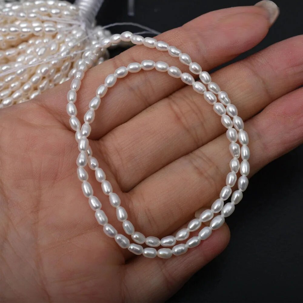 2,5-3 мм глянцевые жемчужные бусины в форме риса, изысканный натуральный пресноводный жемчуг для изготовления ювелирных изделий, ожерелье, браслет, аксессуары