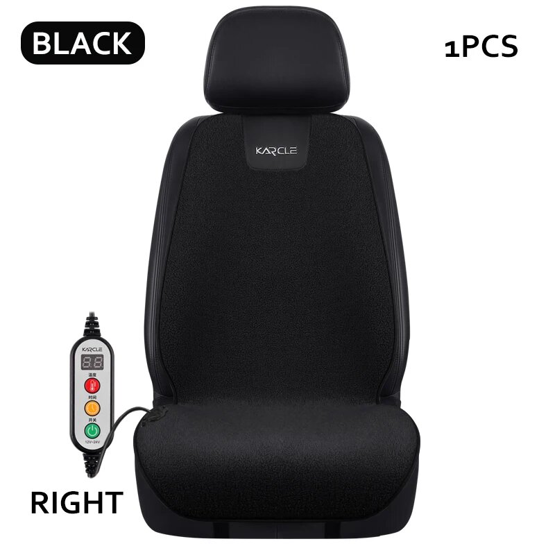 Чехол на автомобильное сиденье с подогревом, флисовый графеновый быстрый обогреватель автомобильного сиденья 12/24 В, теплая плюшевая защита для сиденья, автомобильный подогревательный коврик, зимняя подушка для сиденья 1PCS Black Right