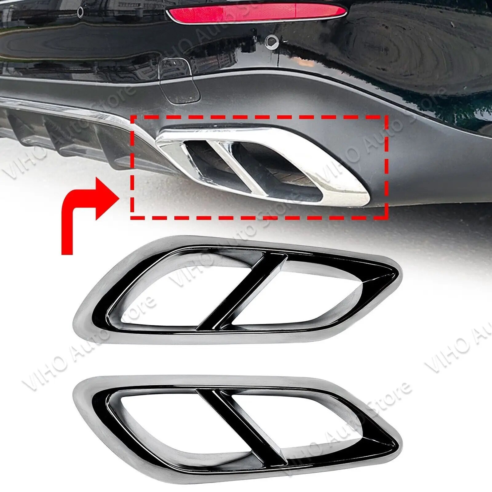 W214 автомобильный Выпускной глушитель выхлопной трубы наконечник рамы для Mercedes Benz E Class E260 E300 AMG 2024 + внешние аксессуары, Silver Look