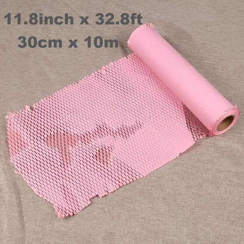 Розовая сотовая бумага 30x10м