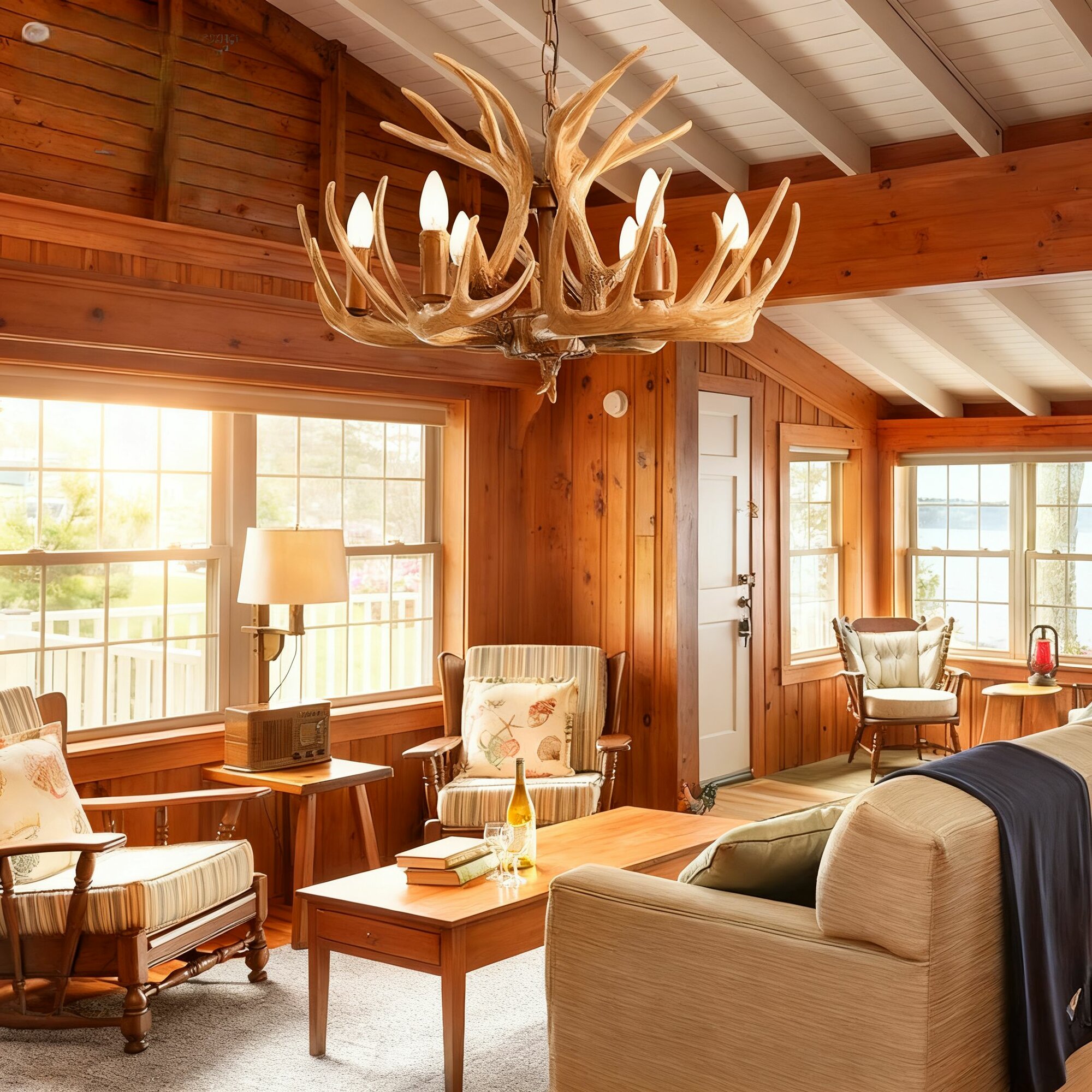 Люстра из оленьих рогов: подвесной светильник с регулируемой высотой и патронами E14