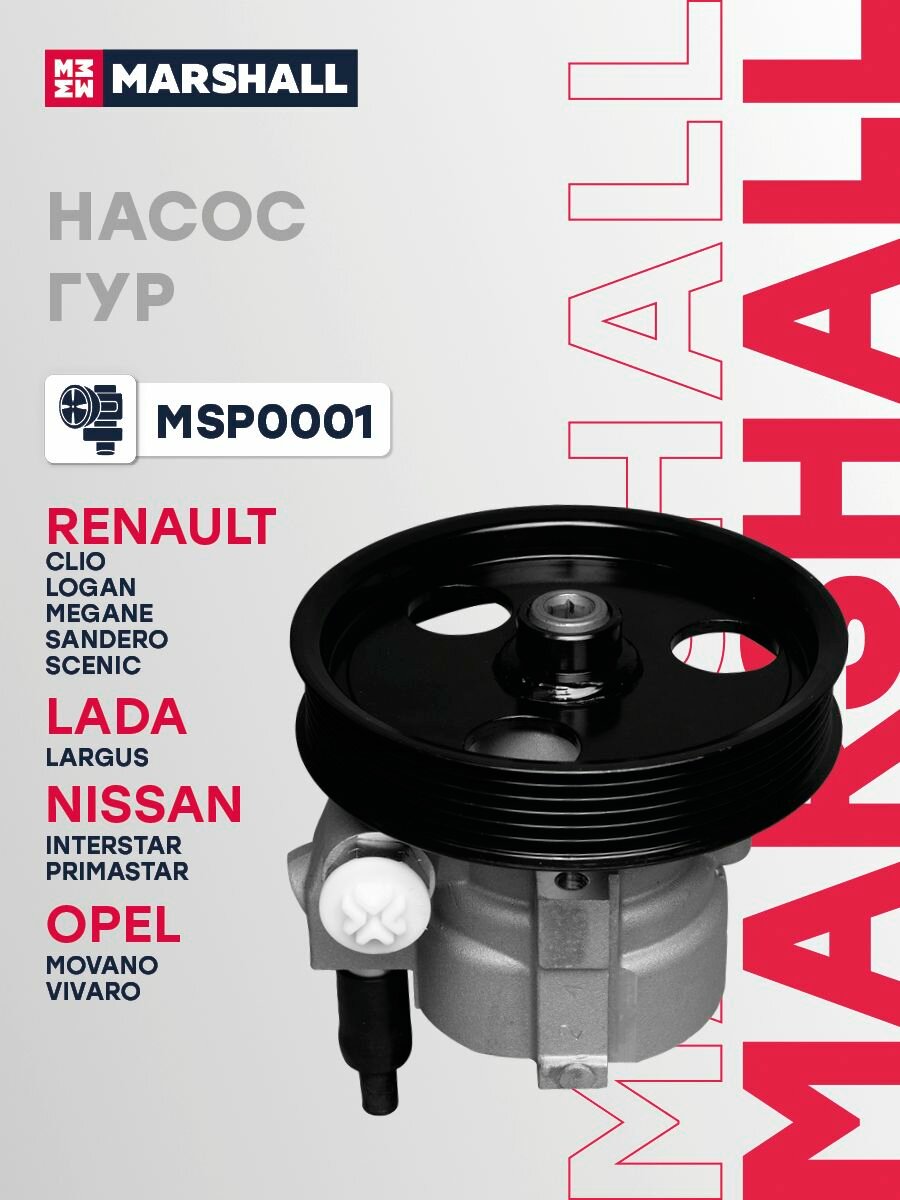 Насос ГУР LADA Лада ВАЗ Largus Ларгус, Renault Рено Clio Клио, Kangoo Кангу, Laguna Лагуна, Logan Логан, MASTER, Megane Меган, Sandero Сандеро, Symbol Символ, TRAFIC 6001546109