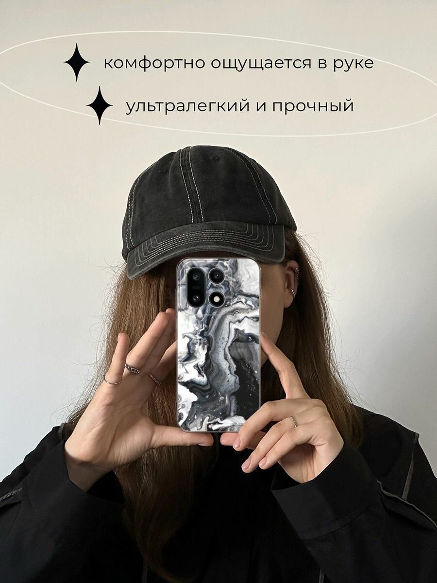 Чехол на OnePlus 15 / Ван Плас 15 с принтом Бело-черные сложные полосы — фото 1