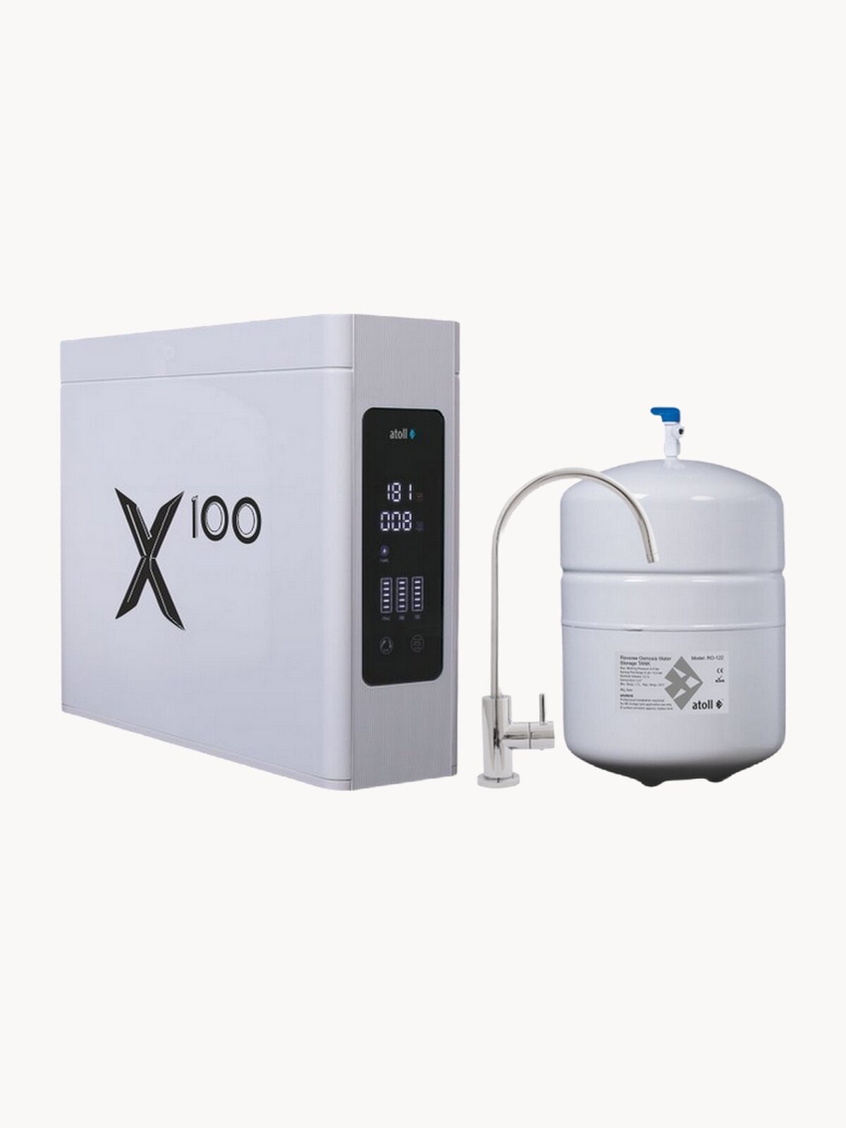 Система обратного осмоса ATOLL X100, 5 ступеней очистки, с баком, LED-индикатором