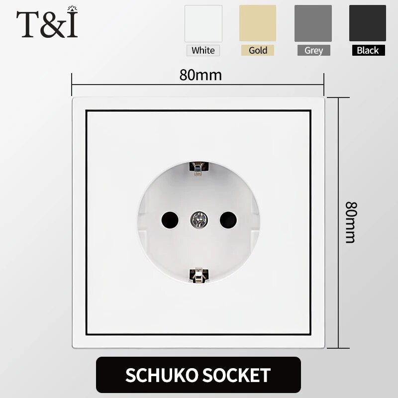 Европейская настенная розетка с USB Type-C Schuko socket, White