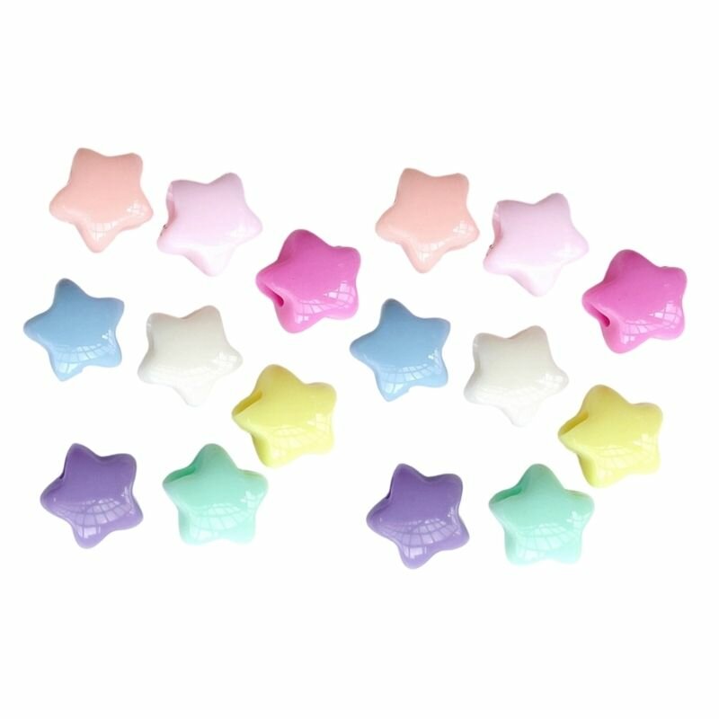 Перфорированные Бусины Big Hole star Love Macaron-Big Star Смешанного Цвета 14 мм