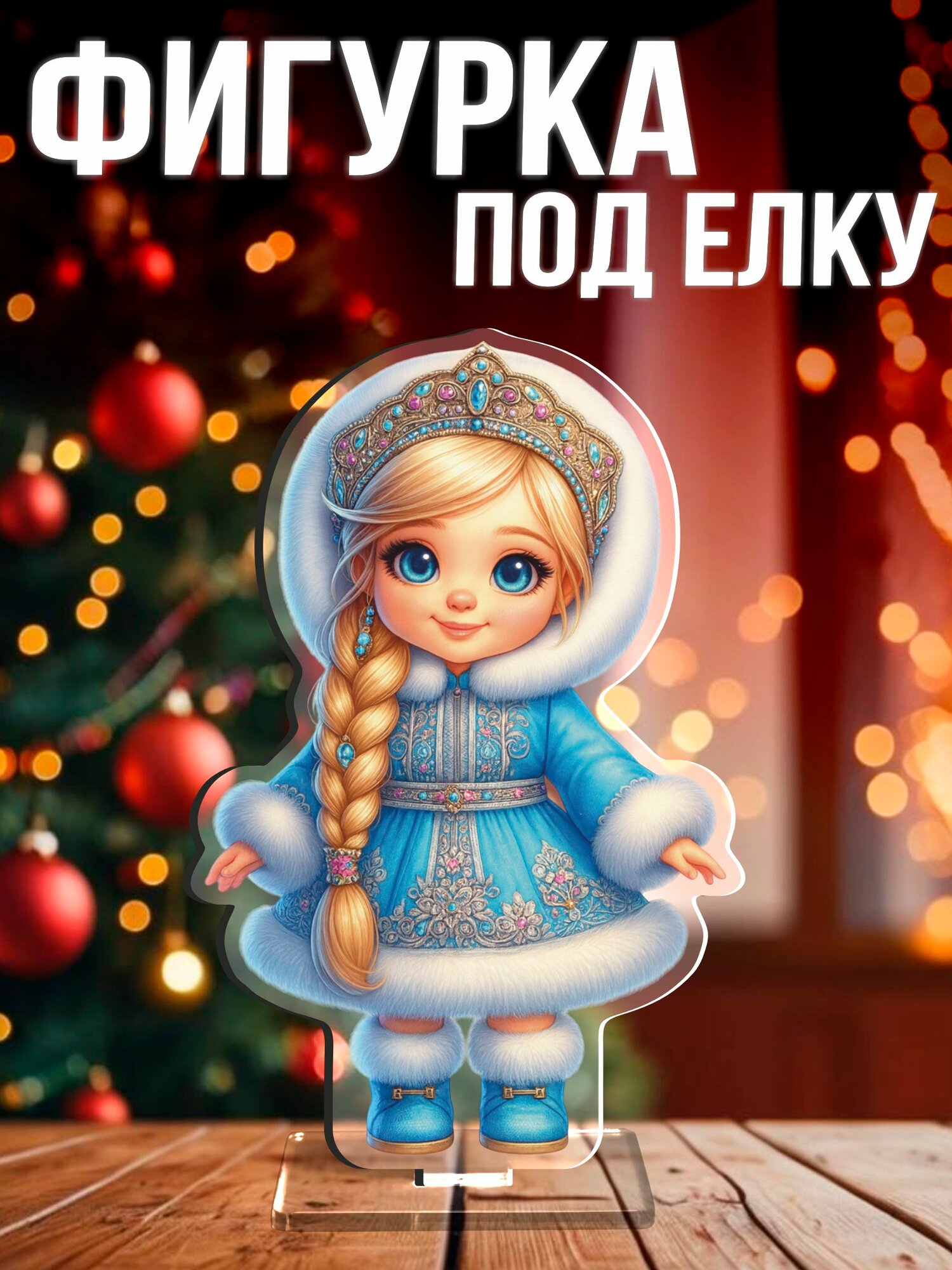 Акриловая фигурка новогодняя Снегурочка под елку