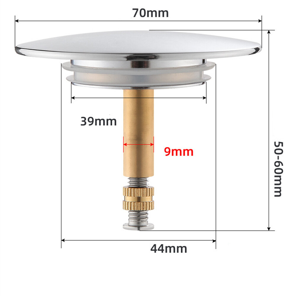 Пробка для Слива отходов из Ванны диаметром 70 мм Серебристая Для Большинства Раковин И Ванн