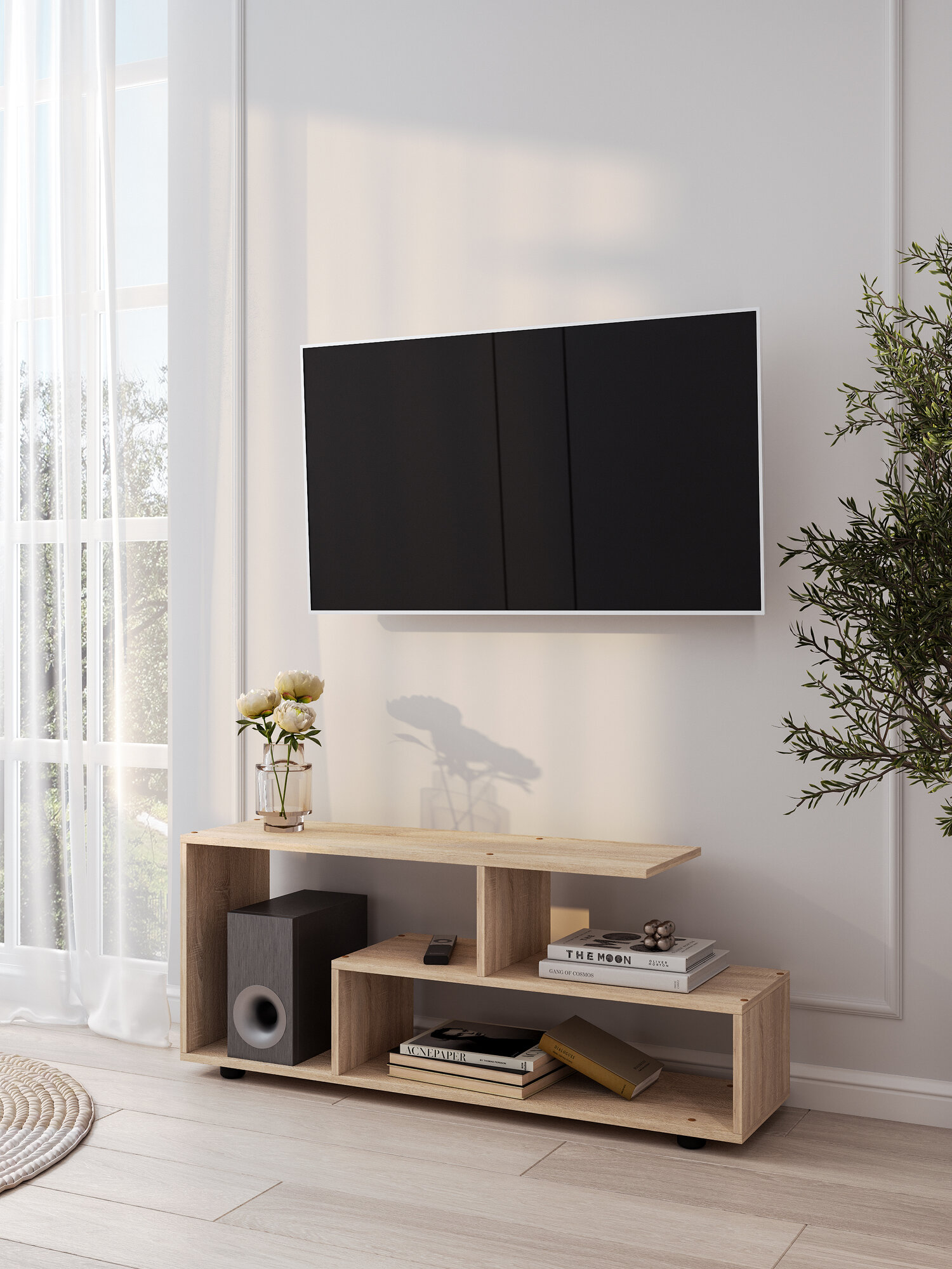 Тумба под телевизор Граникум "Кармен", напольная, дуб сонома, ЛДСП