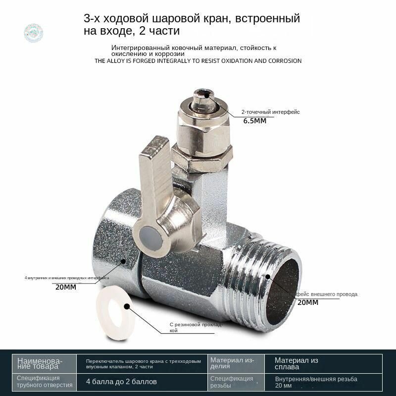 Кран для питьевой воды SIROCCO, цельнометаллический клапан 1/2" с накидной гайкой, быстрая установка на фильтры Гейзер, Барьер, Аквафор, Atoll и другие системы очистки