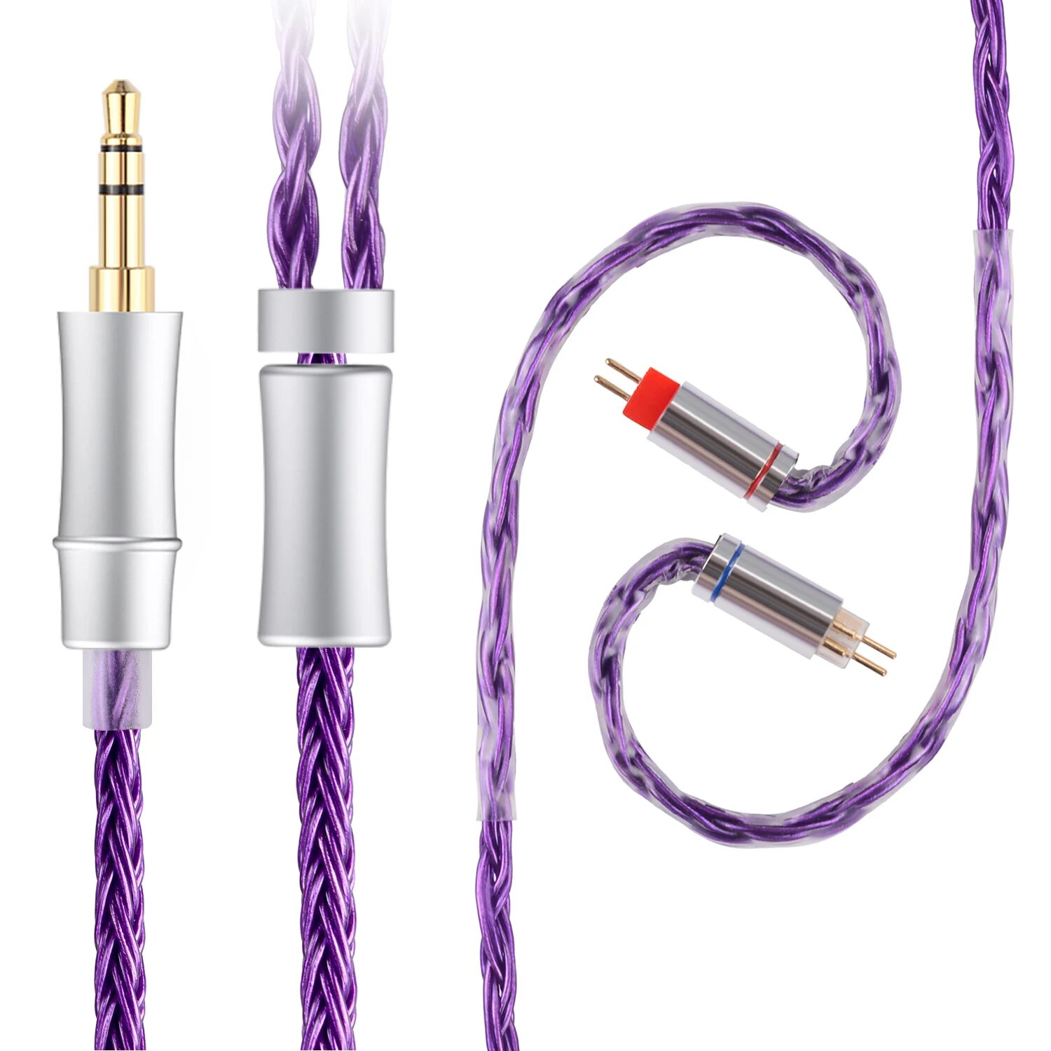 LOBINNI Кабель для наушников 16-жильный посеребренный 1,5 м 4.4mm Purple