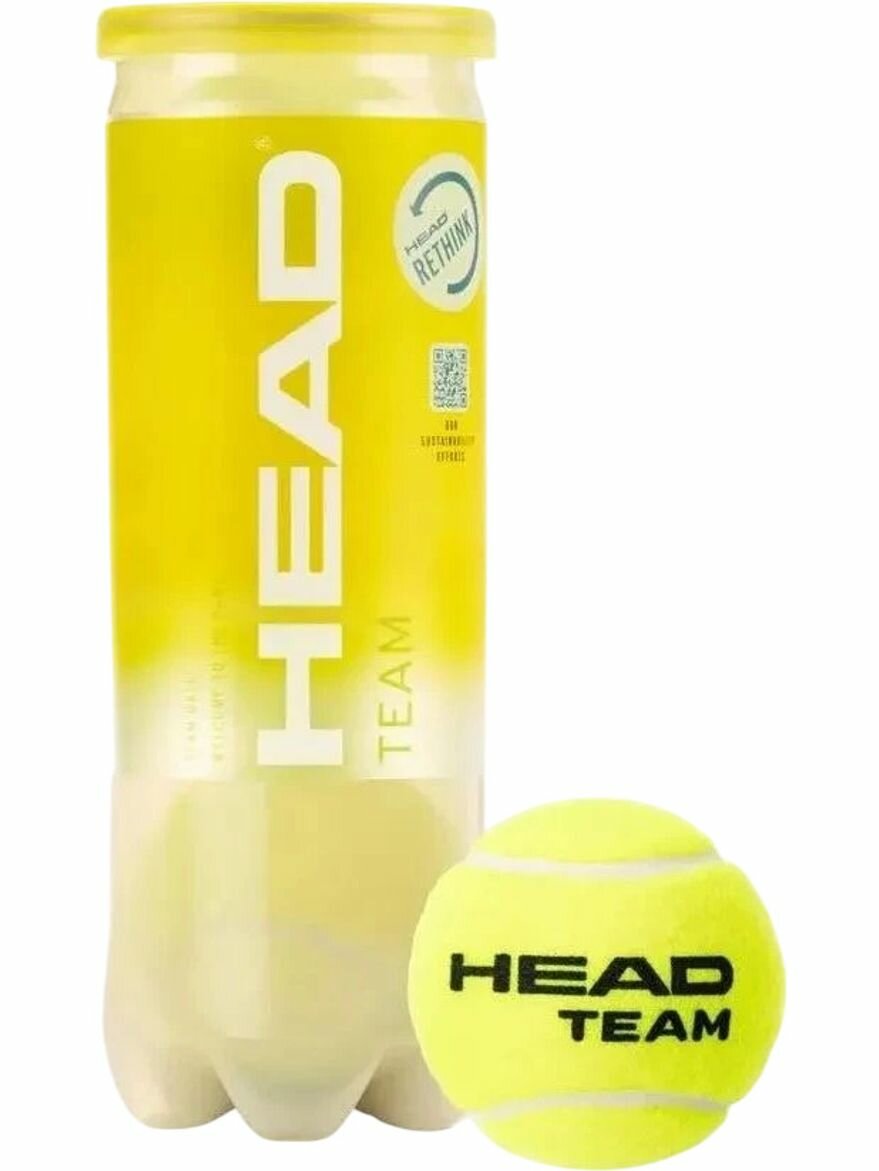 Мячи теннисные Head 3B Team Унисекс 575703 NS жёлтый Большой теннис 100% Полиэстер