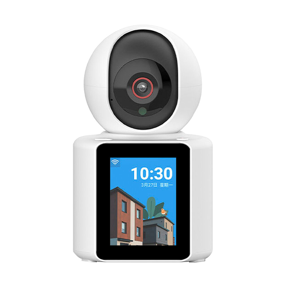 Видеокамера двухсторонней связи с экраном 2.8 дюйма 360° смарт-монитор с детекцией движения для детей/пожилых/животных, 2.8-дюймовая английская версия, инфракрасная ночная съемка, 3MP, Wifi, TF-карта + облачное хранилище, пластик, металл, белый,