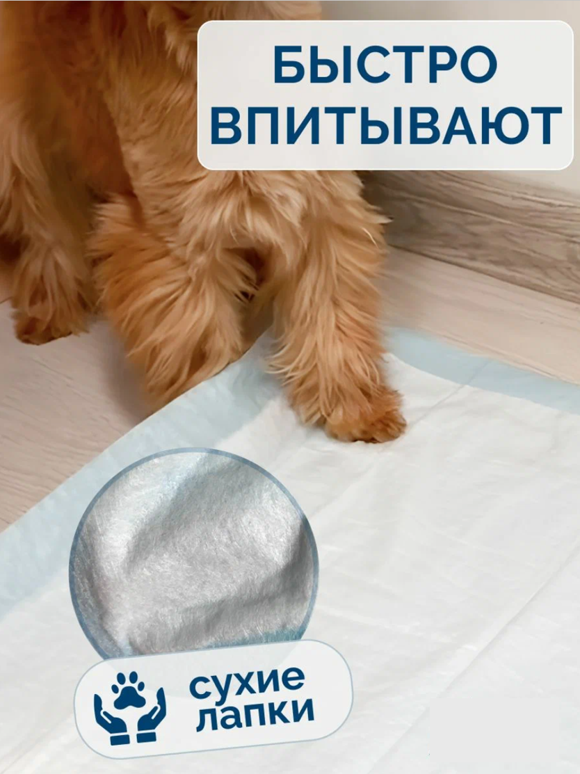 Одноразовые гигиенические пеленки для собак, размер 60x45 см, 100 штук в упаковке, белые, для дома и тренировки