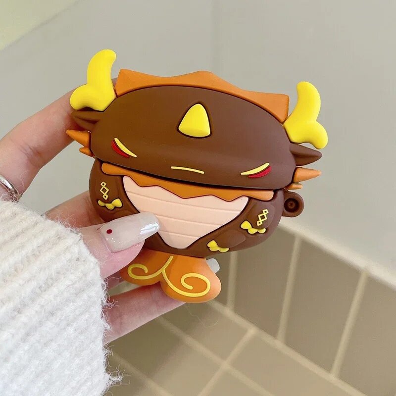 Косплей чехол для AirPods из силикона Genshin Impact Zhong Li Morax Dragon airpods pro