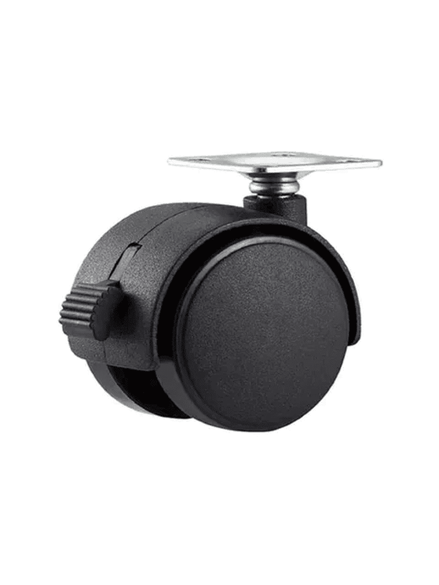Ролик мебельный черный нейлон ZipFit TWPB50 с платформой поворотный с тормозом d50-25кг
