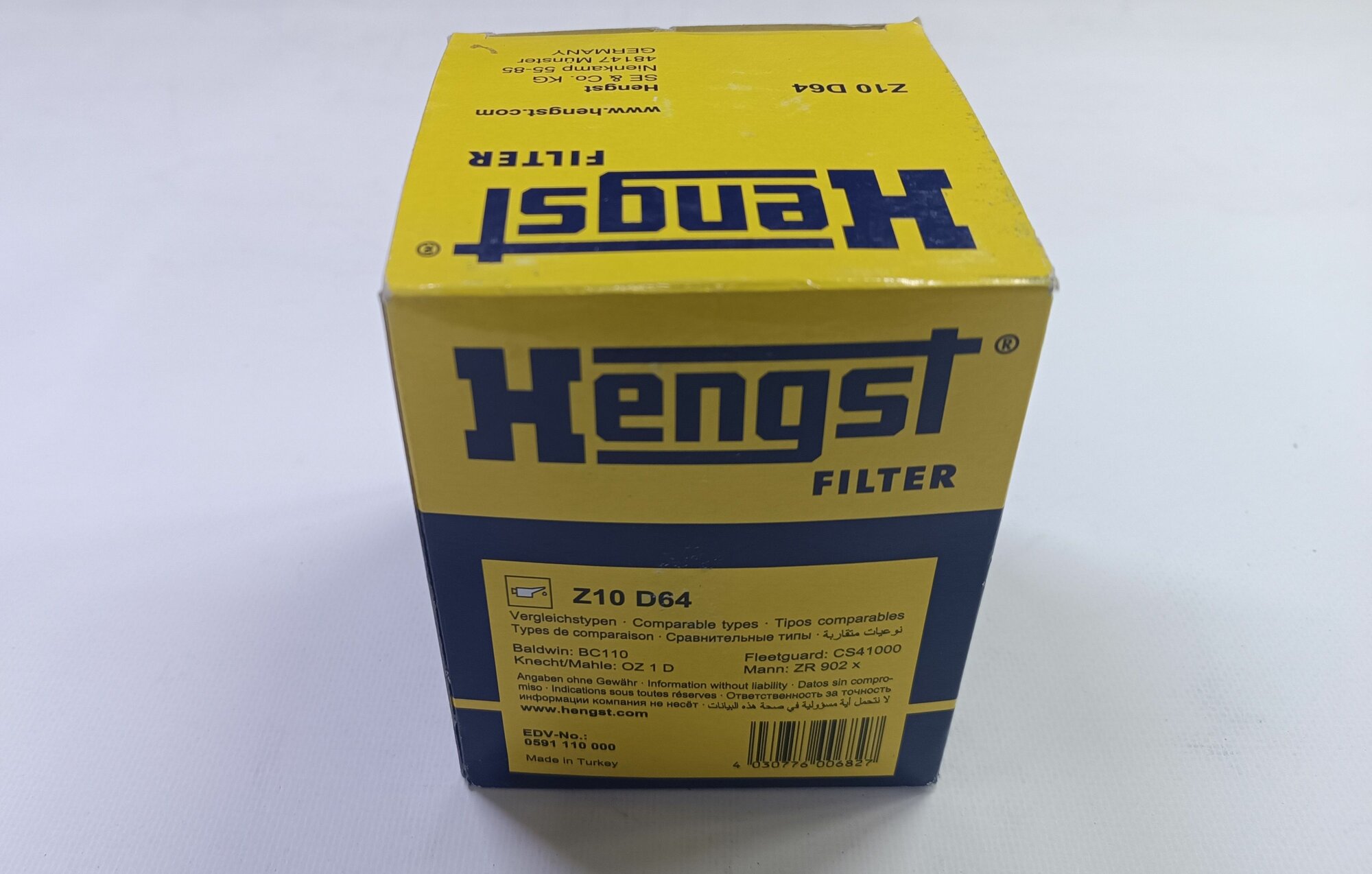 Фильтр масляный центрифуги H 114.3 D 90.5 RVI , арт. Z10D64 Hengst