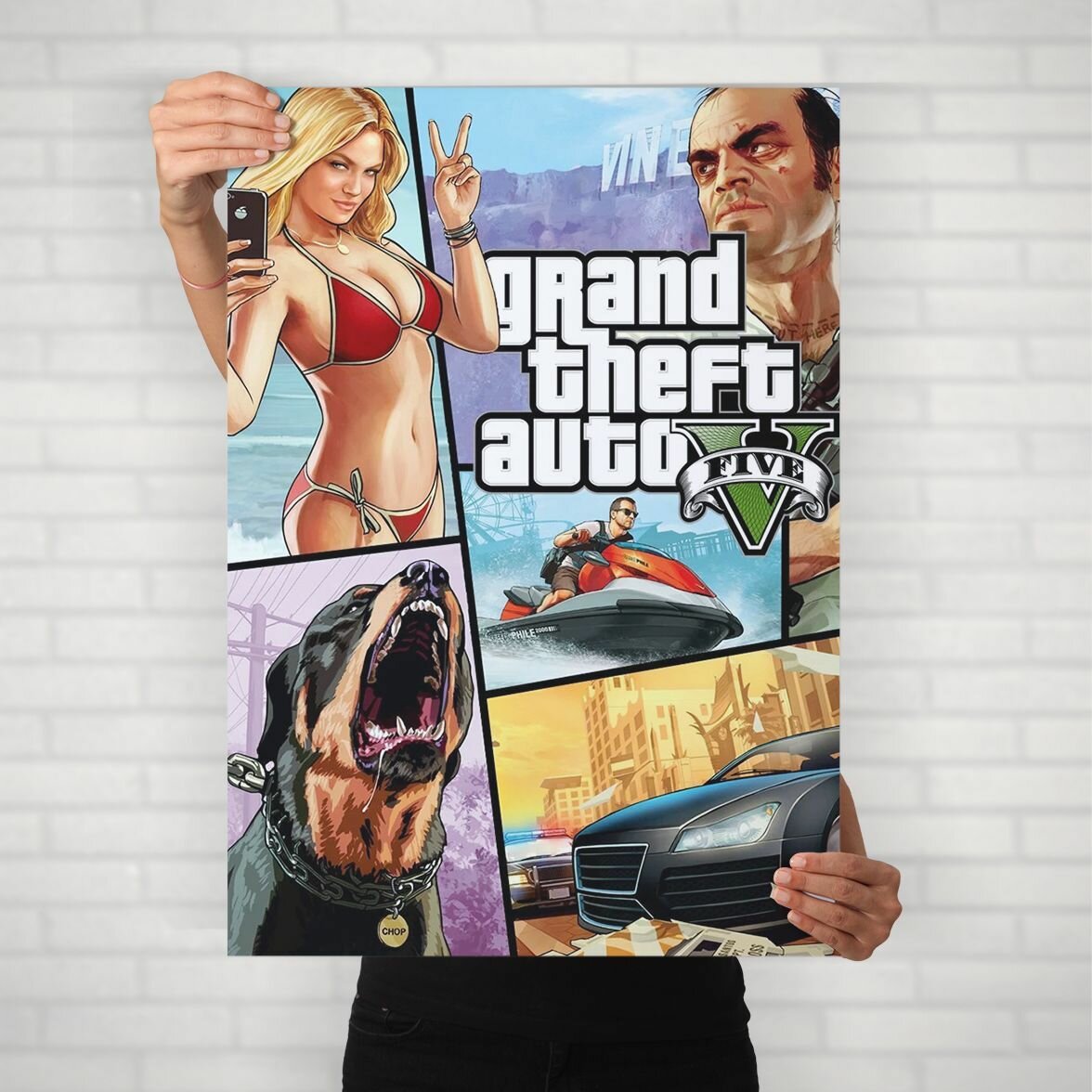 Плакат на стену для интерьера Grand Theft Auto V (ГТА 5) / Постер по игре формата А1 (60х84 см)