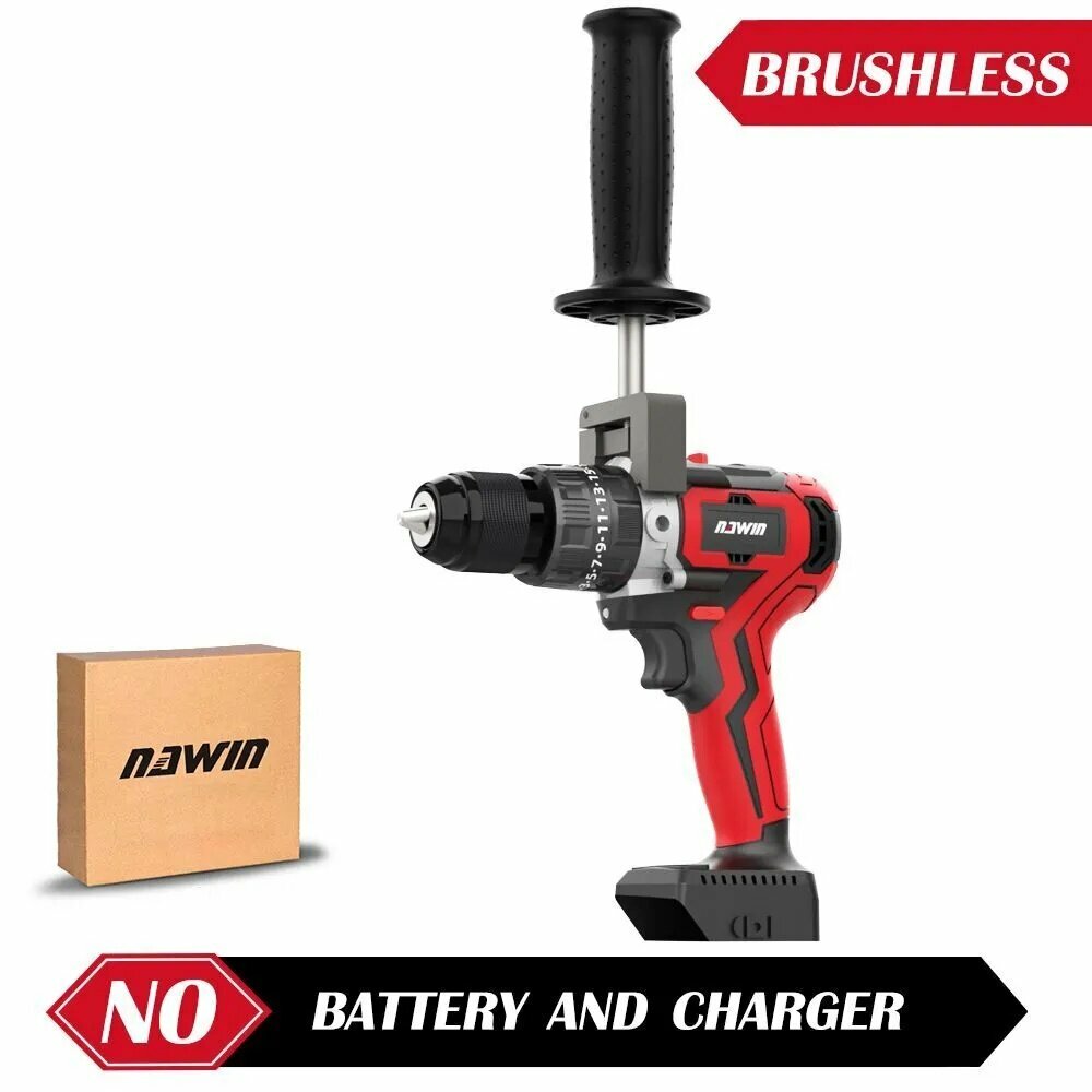 Электрический шуруповерт NAWIN 21В бесщеточный двигатель 125НМ Подходит для подледной рыбалки с функцией удара 1550 об/мин 6.0ah