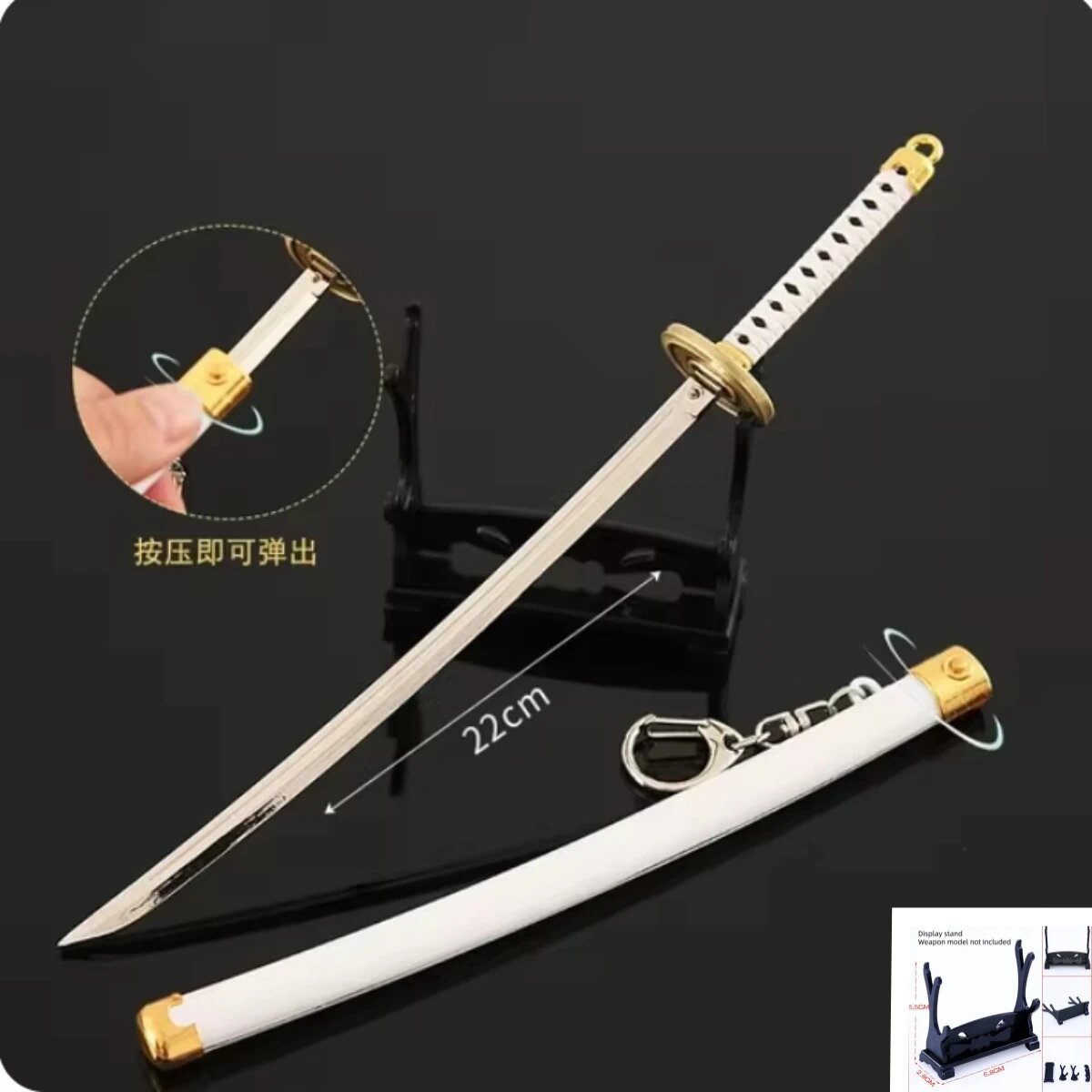 Металлическая катана Zoro Enma 23 см, цвет: Model With Stand 2