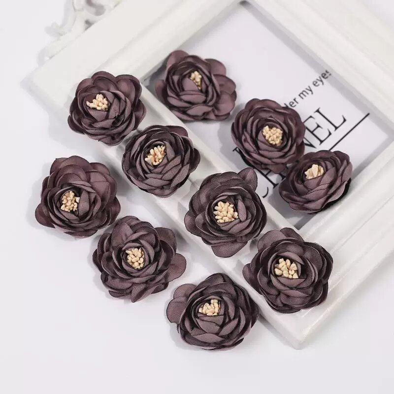 Искусственная головка розы 4 см, полуфабрикат из ткани, искусственный цветок, материал для рукоделия, украшение для