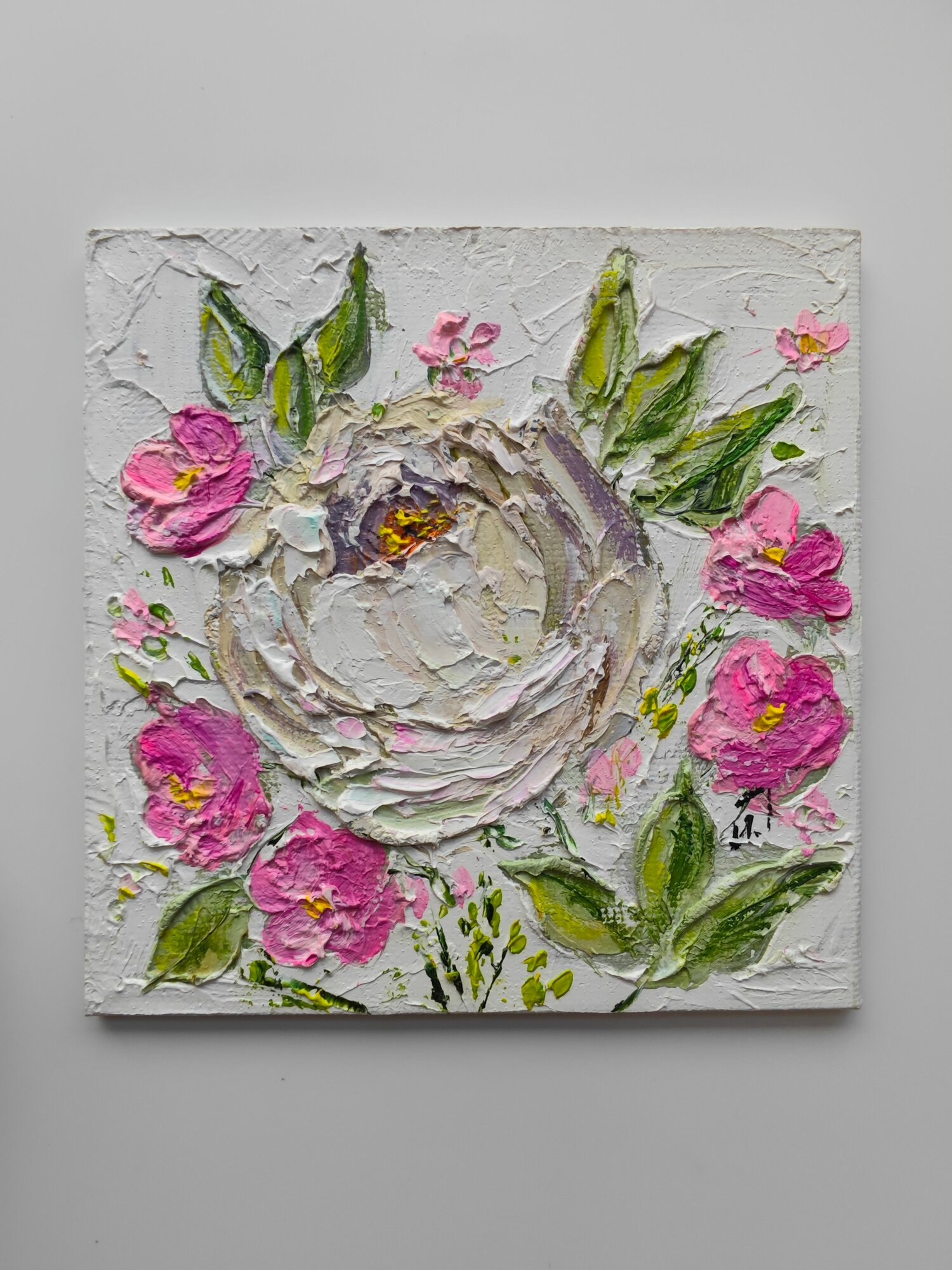 Мини-картина "Пастельная", холст, 10x10 см