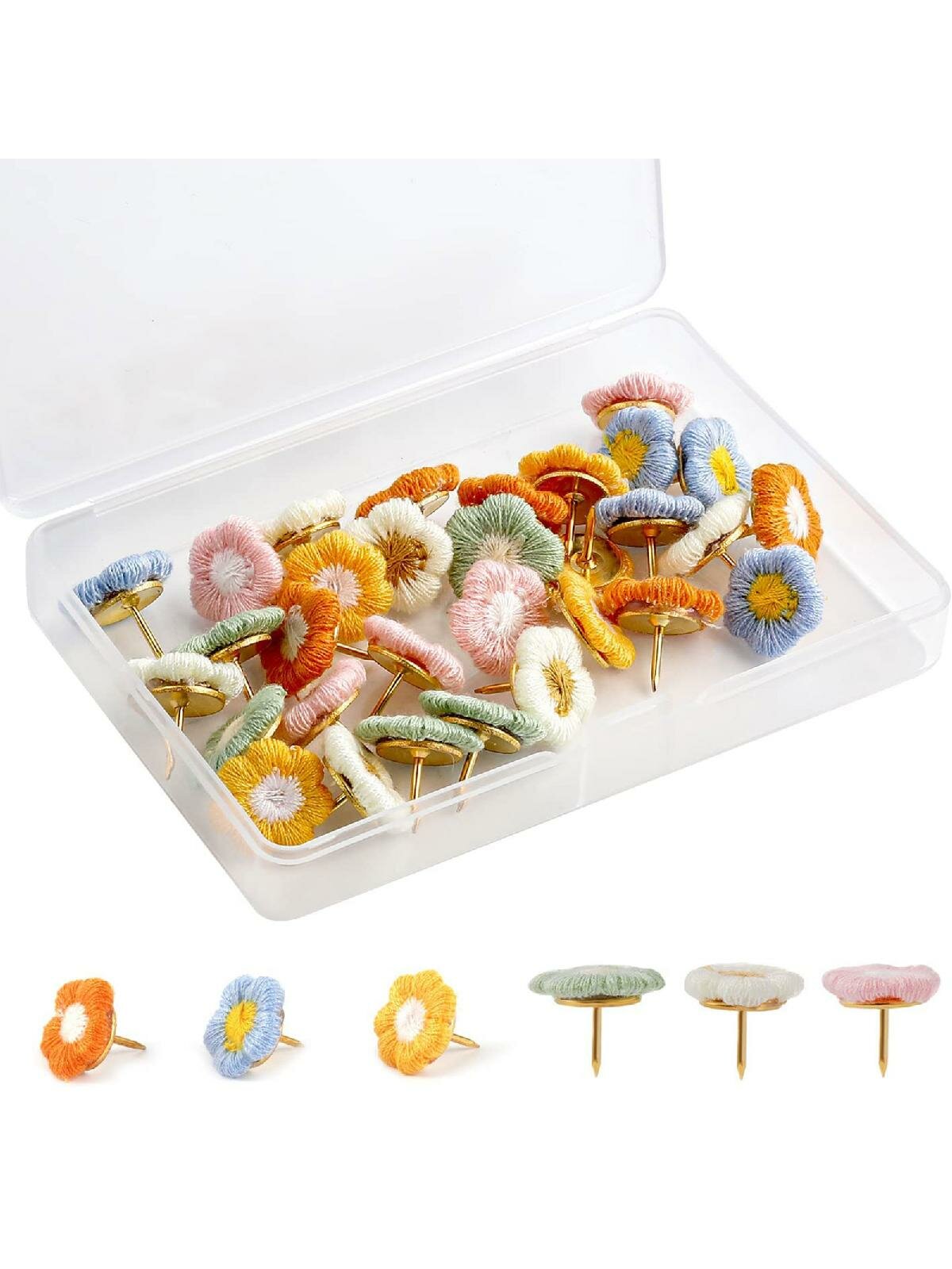 30шт. Кнопки для большого пальца в форме цветов Декоративные кнопки для пробковой доски